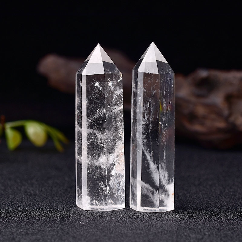 Natural Crystal Clear Hexagonal Quartz Prisms