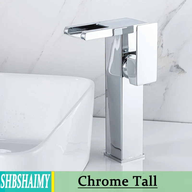 Temperature Sensitive LED Waterfall Basin Faucet